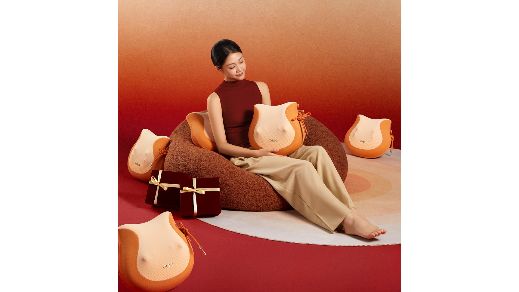 Gối massage đa năng Breo Back 2F, hình dáng túi phúc, chăm sóc cổ, vai ...